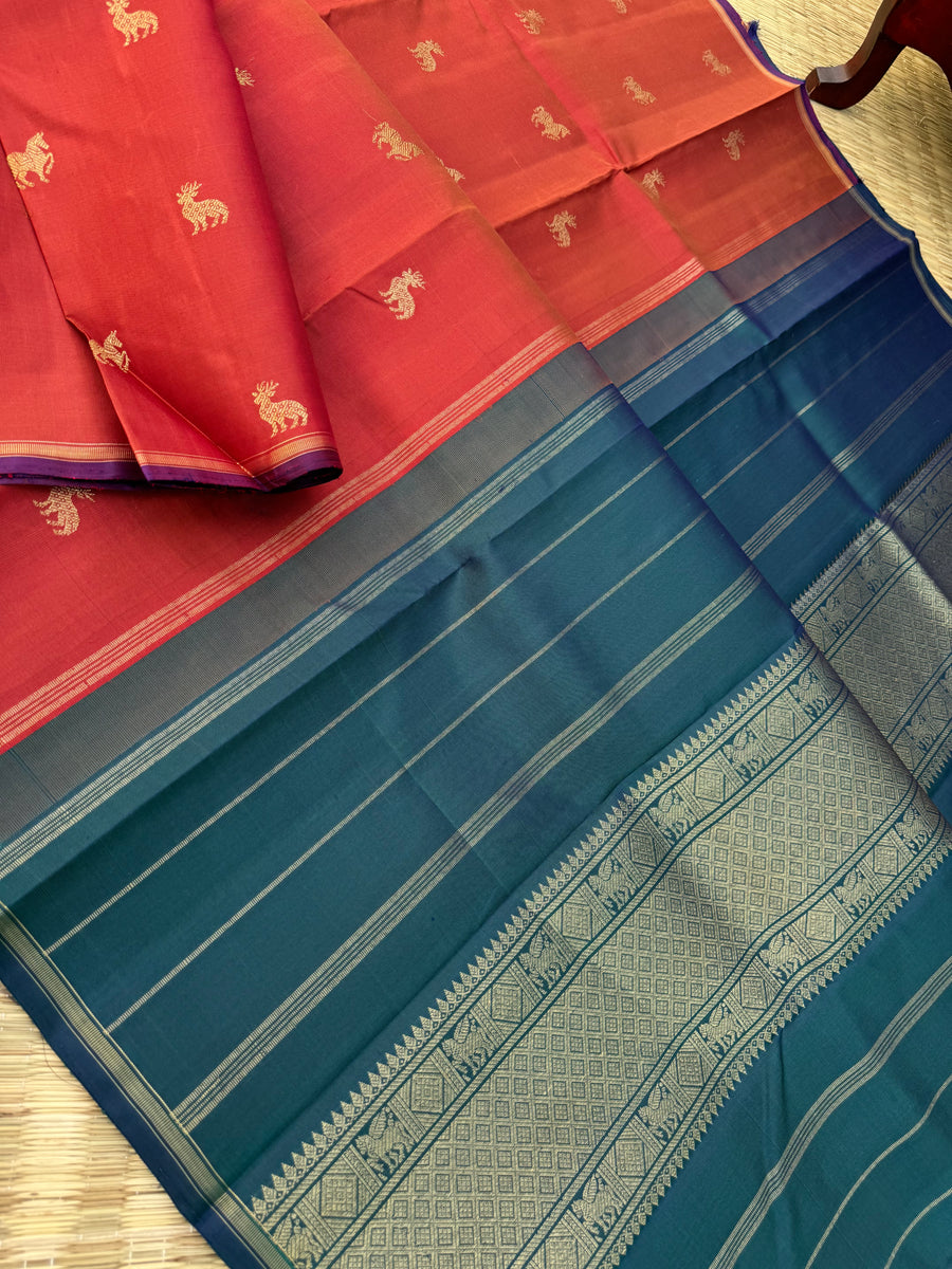 Mohaa - Beautiful Borderless Kanchivarams - stunning brick rust red- o ...